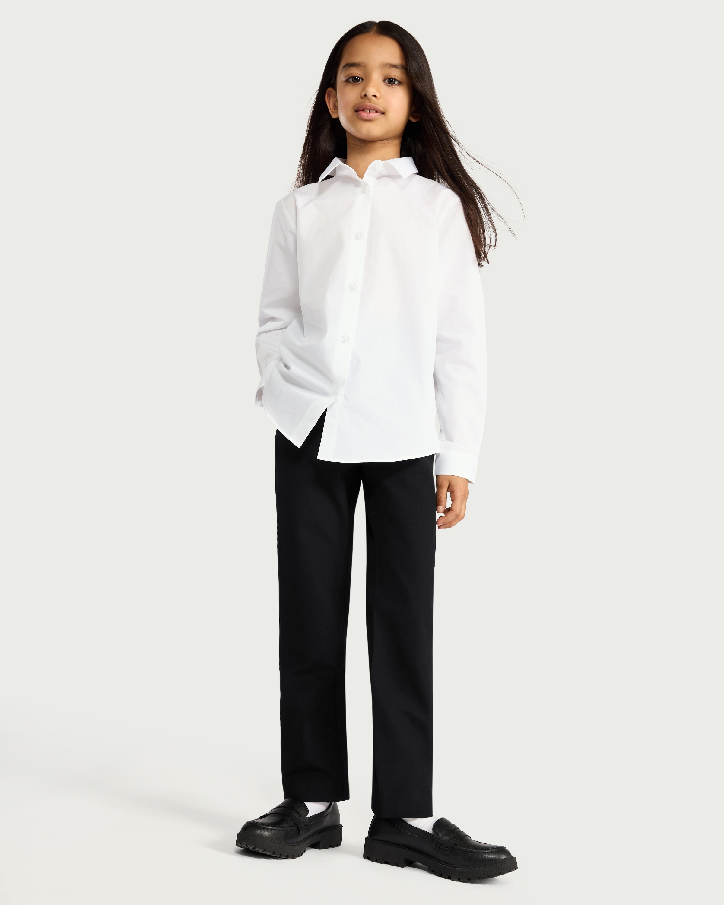 F&F School Girls 2-Pack Regular Fit Trousers in Black - Tesco Groceries
