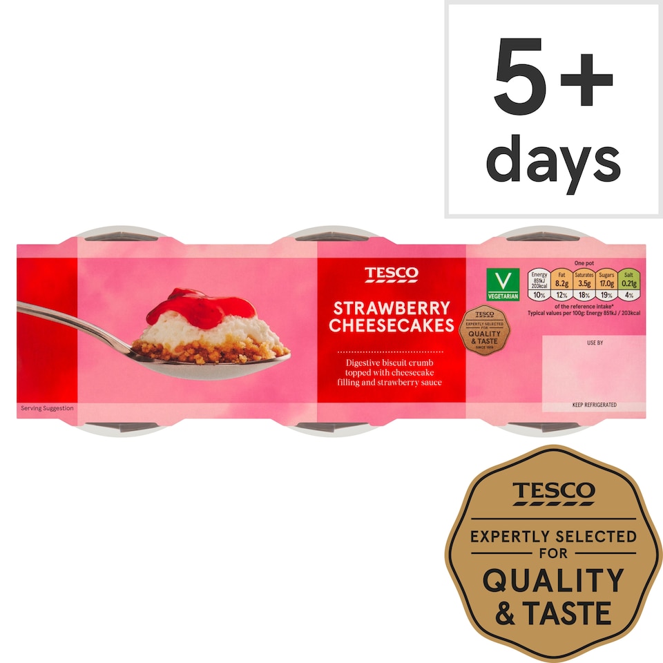 Tesco Strawberry Cheesecake 3 X 100G - Tesco Groceries
