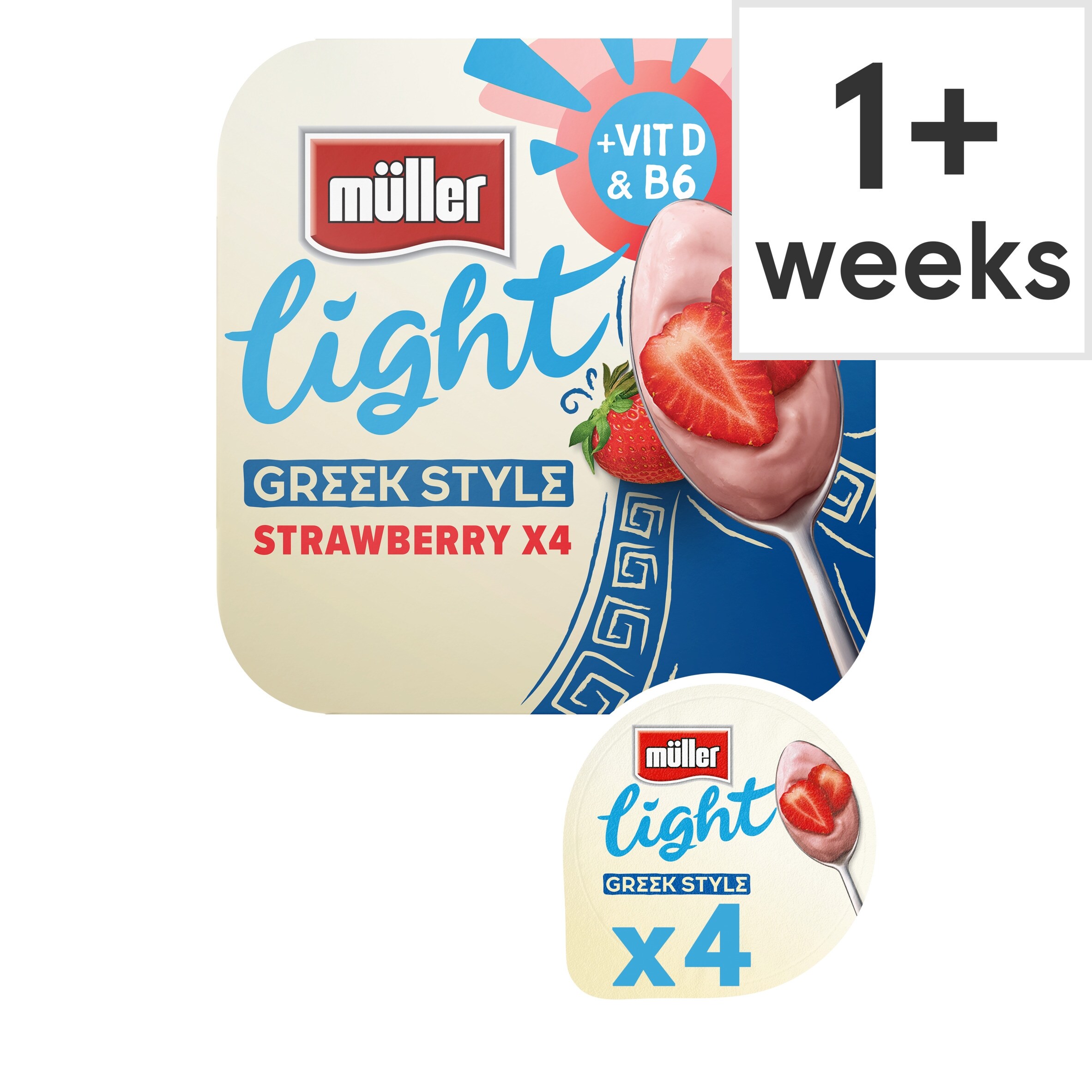 Muller Light Greek Style Strawberry Yogurt 4X115g - Tesco Groceries