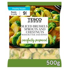 Tesco Sliced Brussels Sprouts and Chestnuts with Butter and Honey 500g ...