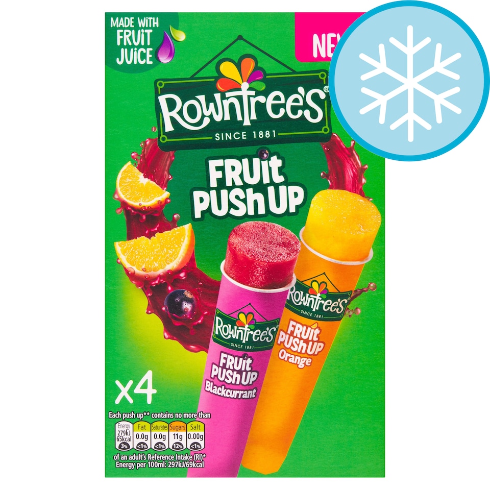 Rowntree's Fruit Push Ups Orange & Blackcurrant Ice Lollies 4x90ml ...