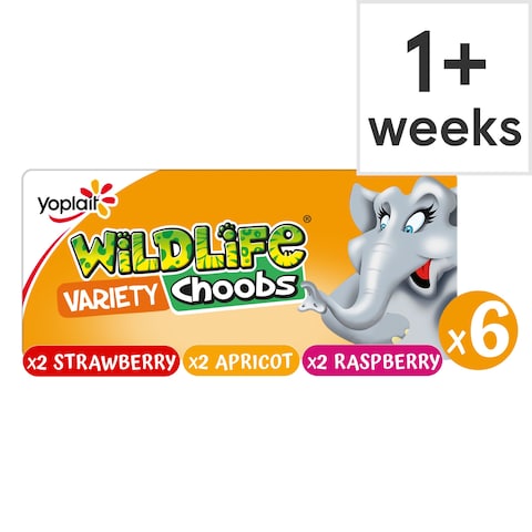 Wildlife Choobs Strawberry Raspberry & Apricot Kids Yoghurt Tubes 6x37g ...