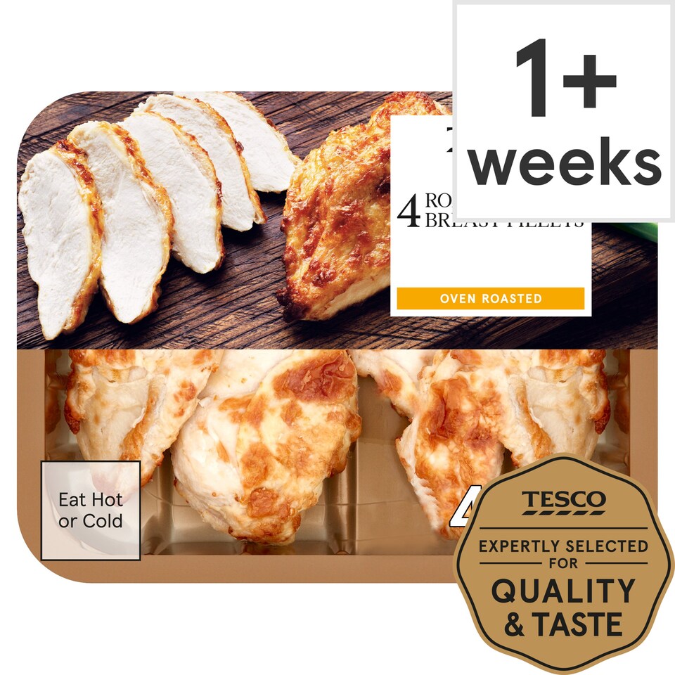 Tesco 4 Roast Cooked Chicken Breast Fillets 485G - Tesco Groceries