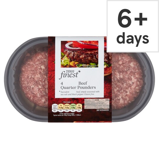 Tesco Finest 4 British Beef Steak Burgers 454G - Tesco Groceries