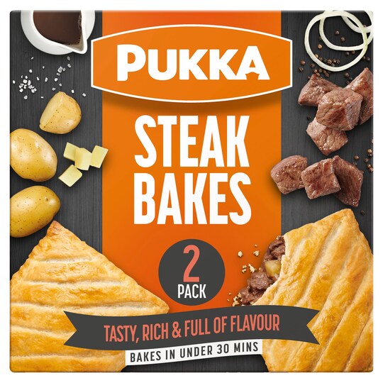 Pukka 2 Steak Bakes 278G - Tesco Groceries
