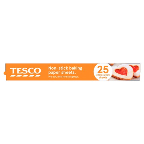 Tesco Non-Stick Baking Paper Sheets 25 Pack 40cm x 30cm - Tesco Groceries