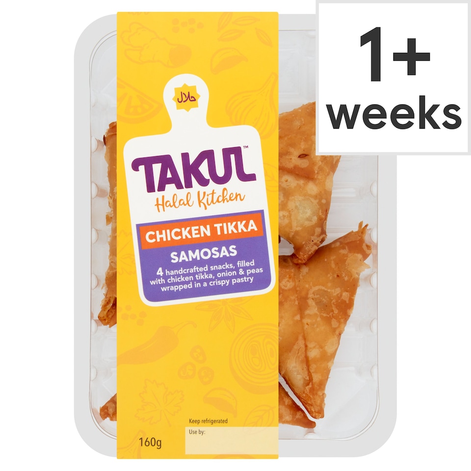 Takul Halal Kitchen Chicken Tikka Samosas 160G - Tesco Groceries