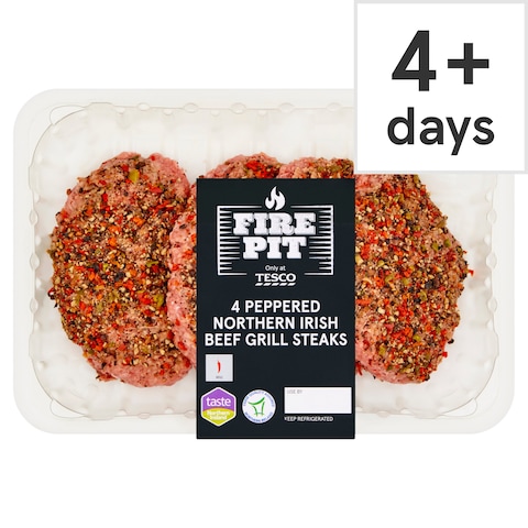 Tesco Fire Pit Peppered Northern Irish Beef Grill Steaks 454g - Tesco ...