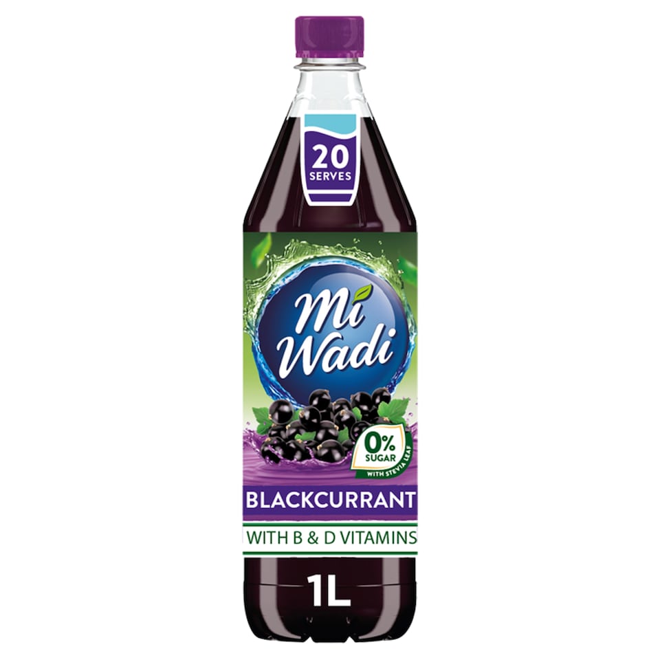 Miwadi Zero Blackcurrant 1 Litre - Tesco Groceries
