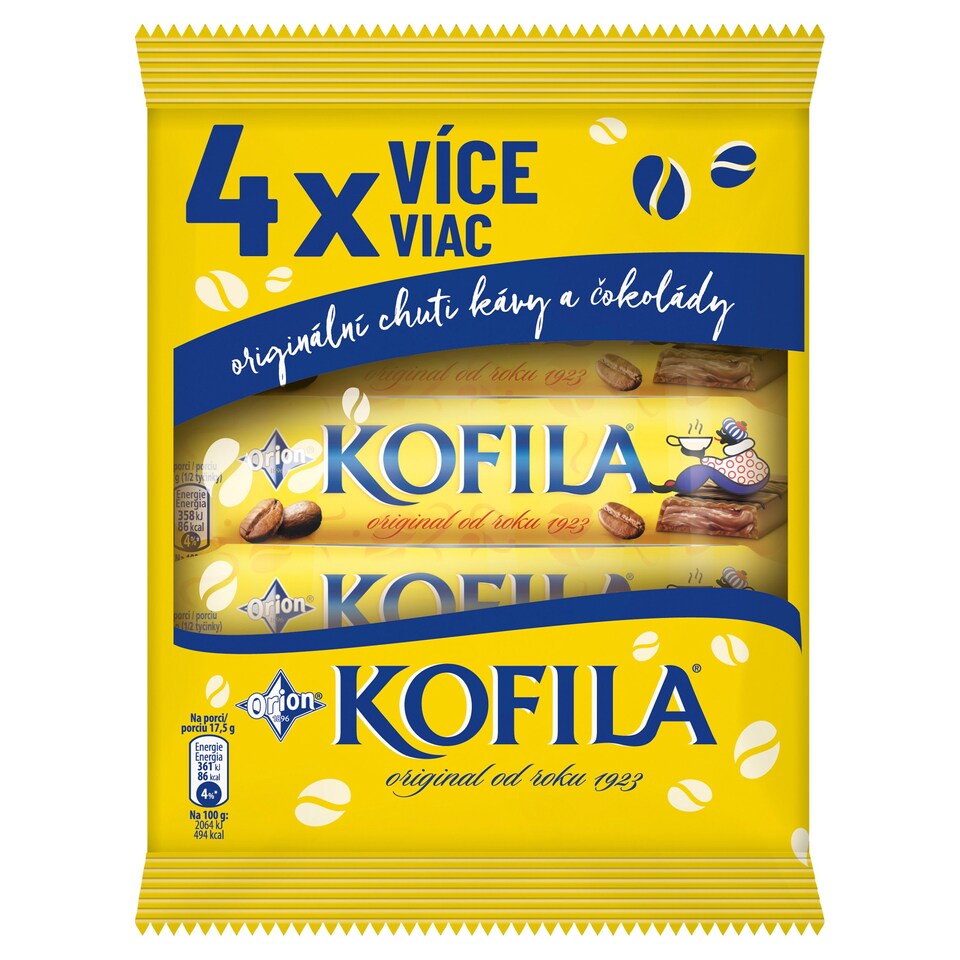 ORION KOFILA Originál &okoládová ty&inka s kávovou náplní 35g, balení 4 ...