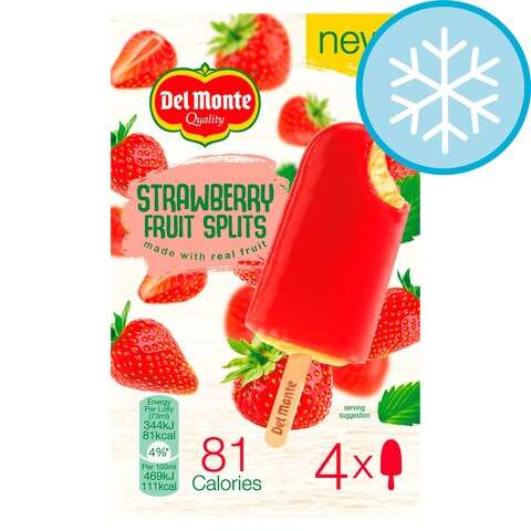 Del Monte Strawberry Splits Ice Cream Lollies 4x73ml - Tesco Groceries