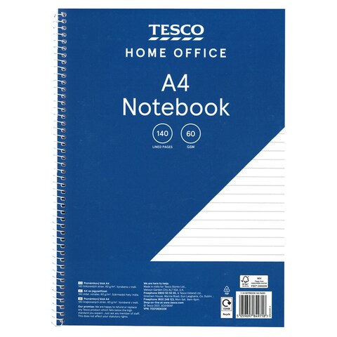 Tesco A4 Notebook 140 Pages - Tesco Groceries