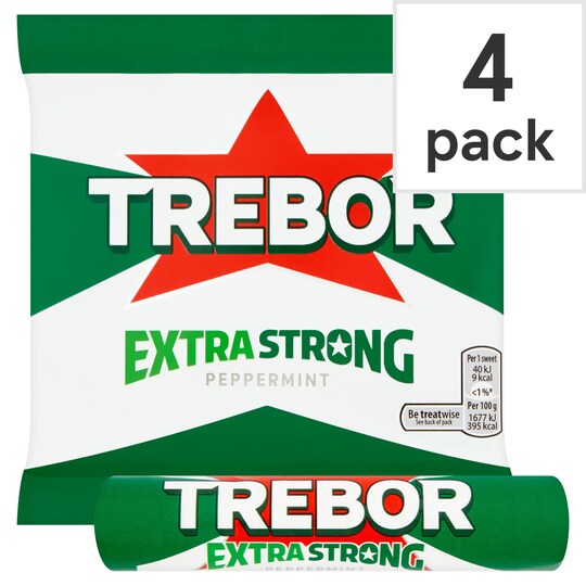 Trebor Extra Strong Peppermint 4 Pack 165G - Tesco Groceries