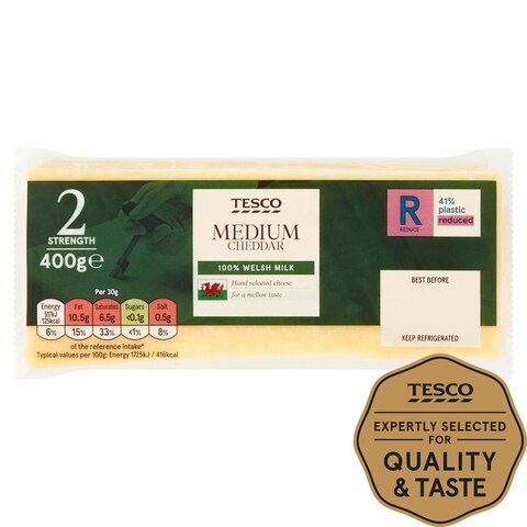 Tesco Welsh Medium Cheddar 400G - Tesco Groceries