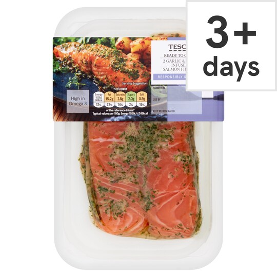 Tesco 2 Garlic & Herb Infused Salmon Fillets 230G - Tesco Groceries