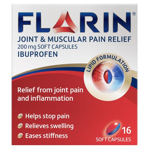 Flarin Joint & Muscular Pain Relief Soft Capsules - Ibuprofen 200 mg x ...