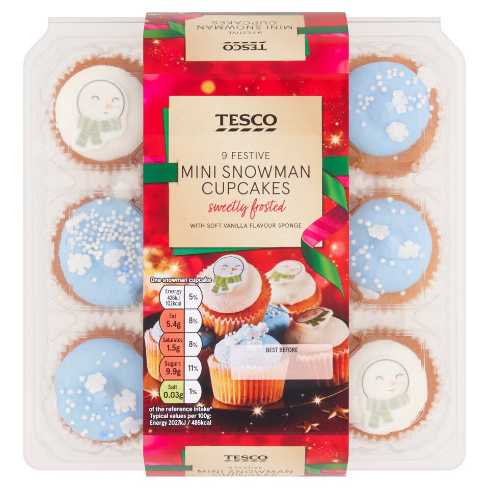 Tesco 9 Mini Snowman Cupcakes - Tesco Groceries