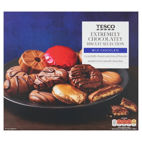Tesco Extremely Chocolatey Biscuit Selection - Milk Chocolate 400g ...