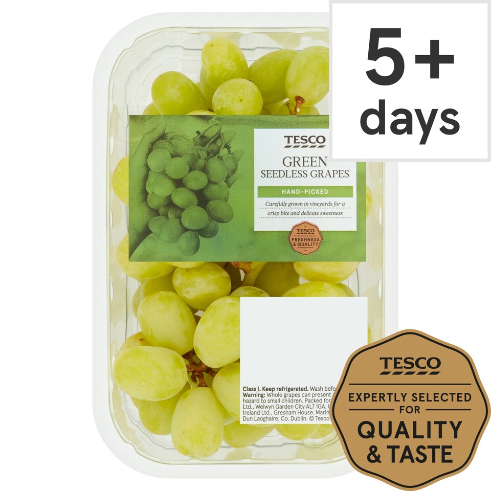 Tesco Green Seedless Grapes Pack 500G - Tesco Groceries
