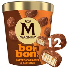 MAGNUM BON BON SALTED CARAMEL & ALMOND ICE CREAM BITES X12 204ML ...