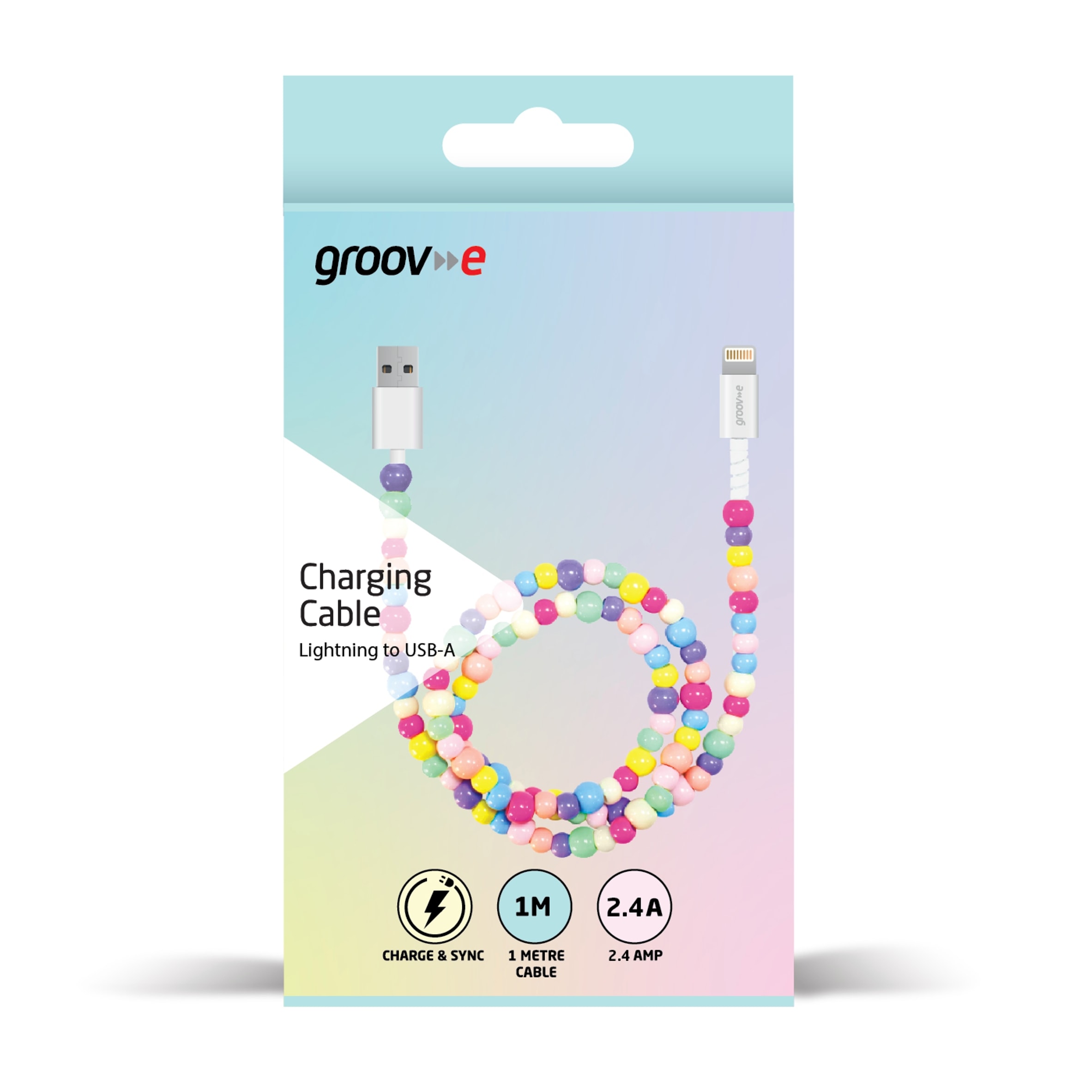 GROOVE CHARGING CABLE LIGHTNING TO USB-A BEADED - Tesco Groceries