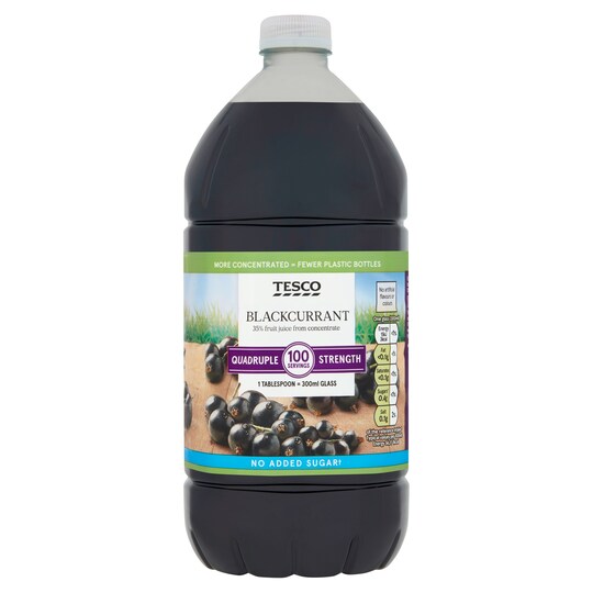 Tesco Quad Strength Blackcurrant Squash No Added Sugar 1.5L - Tesco ...