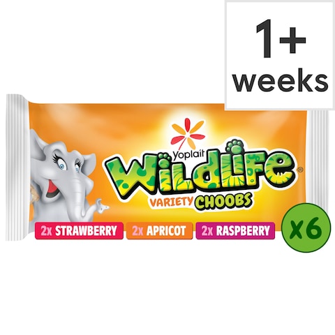 Wildlife Choobs Strawberry Raspberry & Apricot Kids Yoghurt Tubes 6x37g ...