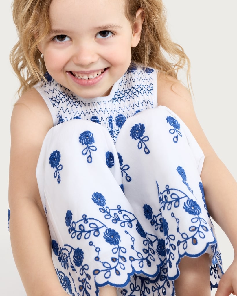 F&F Girls 2-Piece Pure Cotton Embroidered Top and Trousers Set in Blue ...