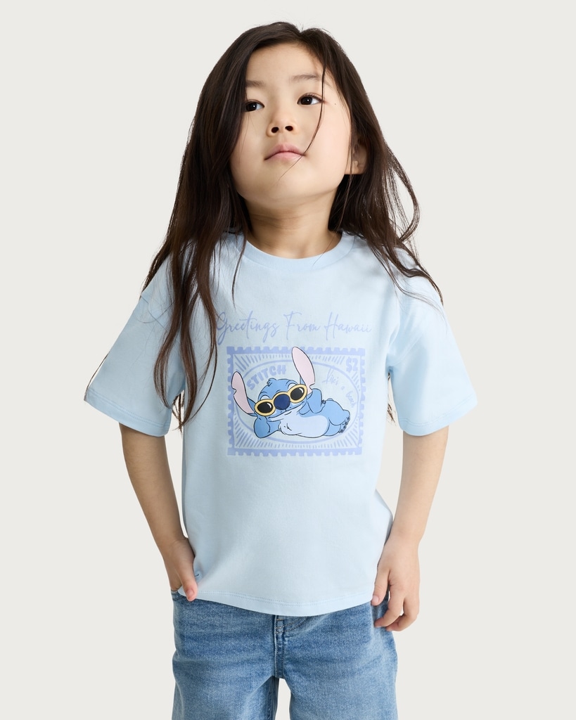 Disney Stitch Pure Cotton Greetings From Hawaii T-Shirt in Blue - Tesco ...