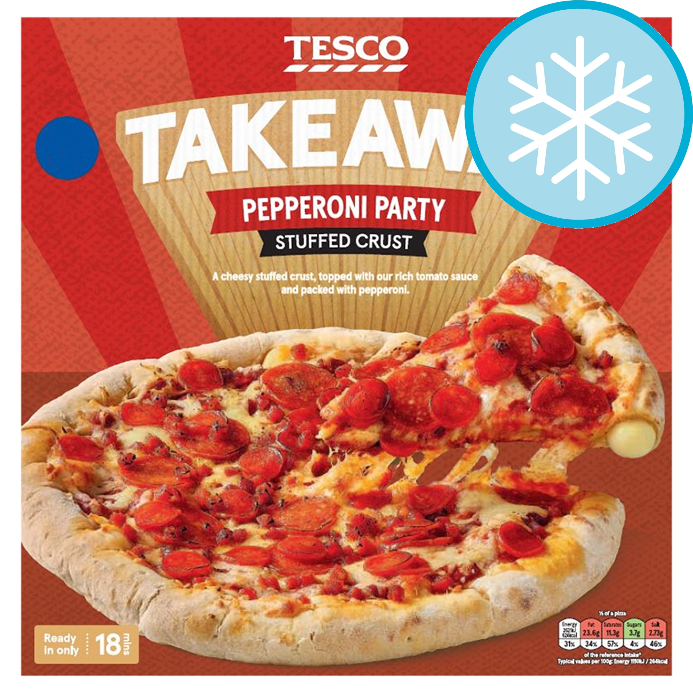 Tesco Takeaway Pepperoni Party Stuffed Crust Pizza 472g - Tesco Groceries