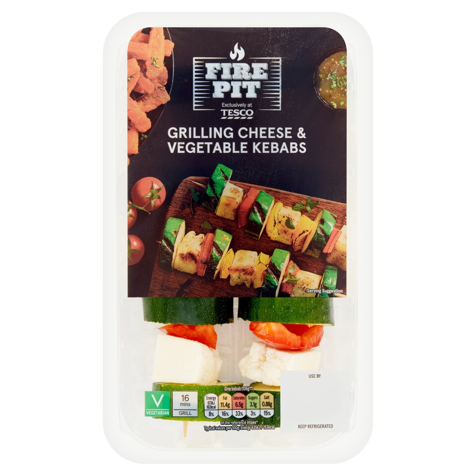 Tesco Fire Pit Grilling Cheese & Vegetable Kebabs 256g - Tesco Groceries