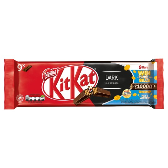 Kit Kat 2 Finger Dark Chocolate Biscuits 9 Pack 186.3G - Tesco Groceries