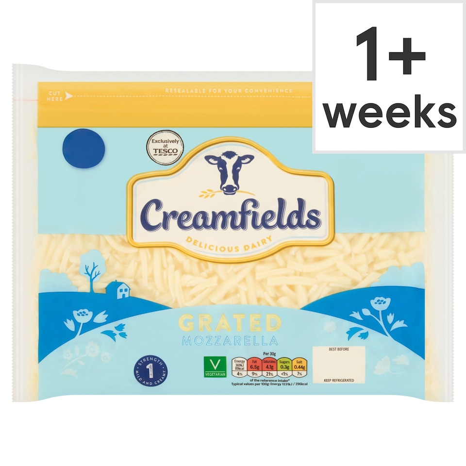 Creamfields Grated Mozzarella 500g - Tesco Groceries