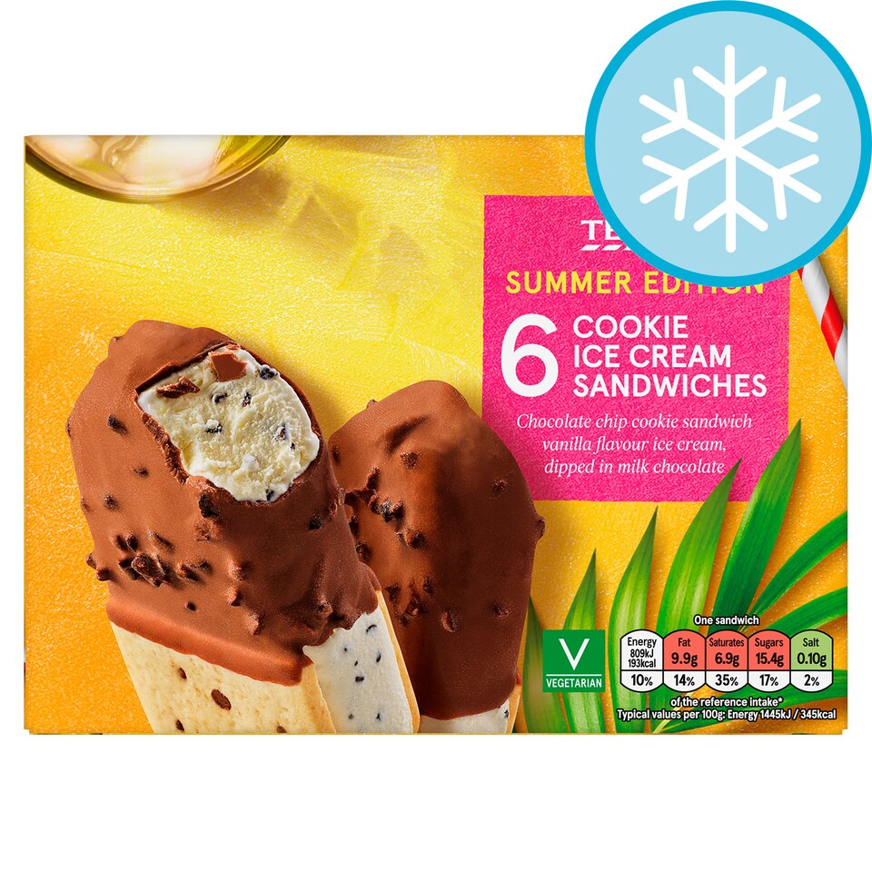Tesco Cookies and Cream Ice Cream Sandwich 510ml (6x85ml) - Tesco Groceries