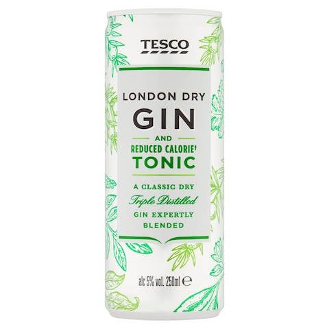 Tesco Gin & Low Calorie Tonic 250Ml - Tesco Groceries
