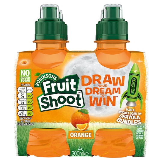 Robinsons Fruit Shoot Orange No Added Sugar 4X200ml - Tesco Groceries