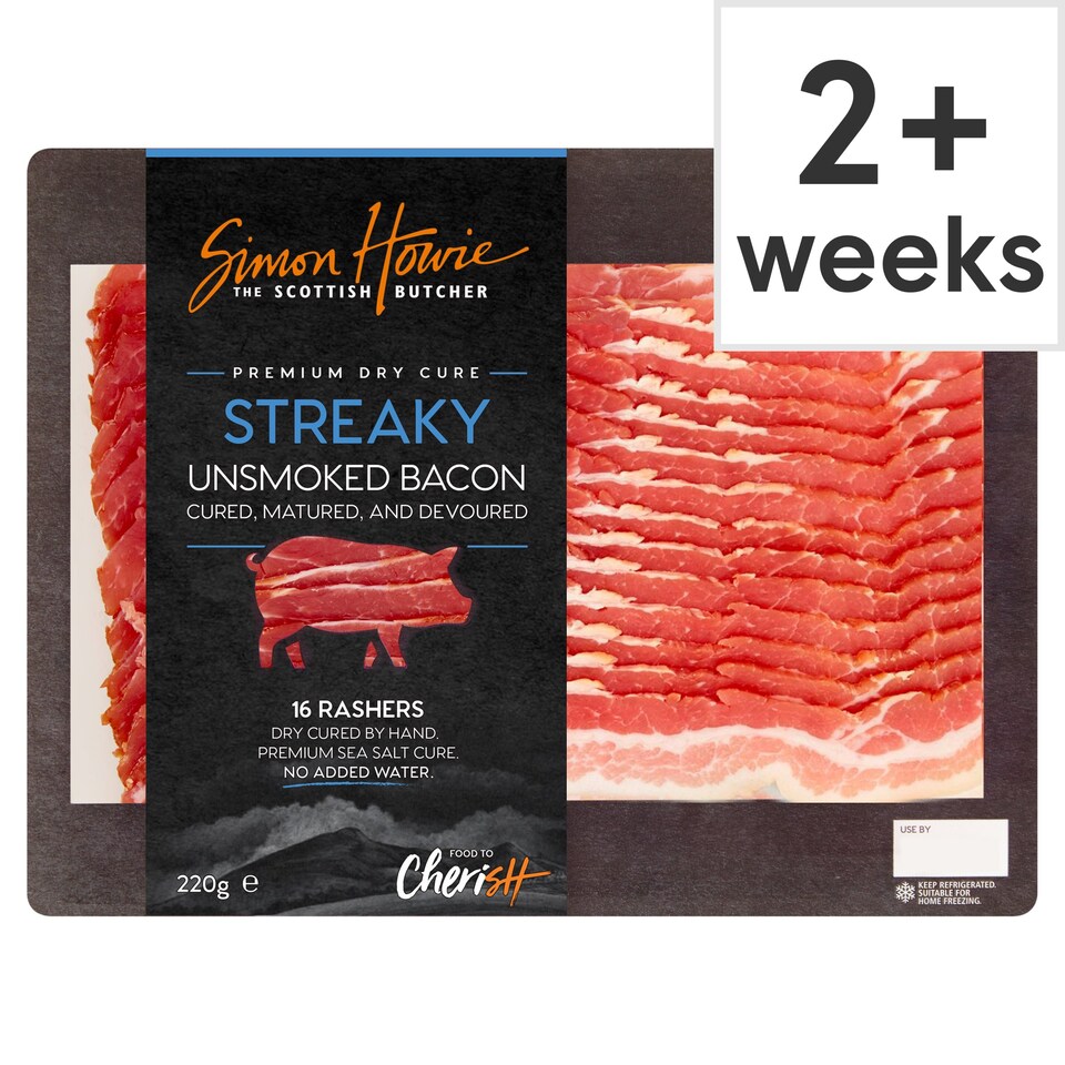 Simon Howie 16 Dry Cure Streaky Unsmoked Bacon 220G - Tesco Groceries