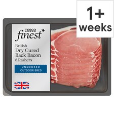 Tesco Finest Unsmoked Drycure Back Bacon 8 Rashers 240G - Tesco Groceries