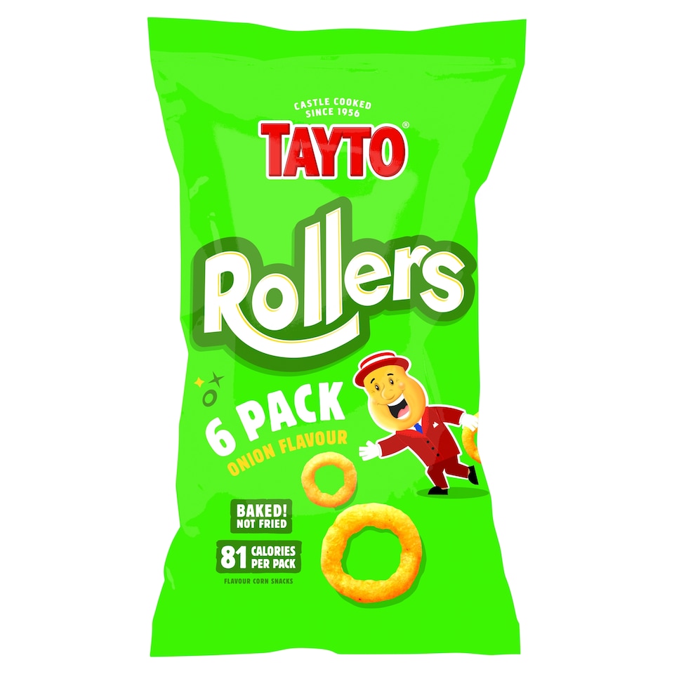 Tayto Rollers Onion Flavoured Snacks 6pk 16g - Tesco Groceries