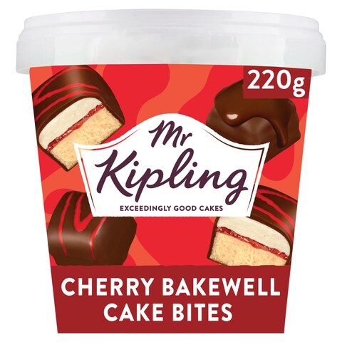 Mr Kipling Cherry Bakewell Mini Cake Bites 220g - Tesco Groceries