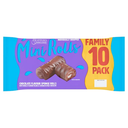 Hoppers Chocolate Mini Rolls 10 Pack - Tesco Groceries