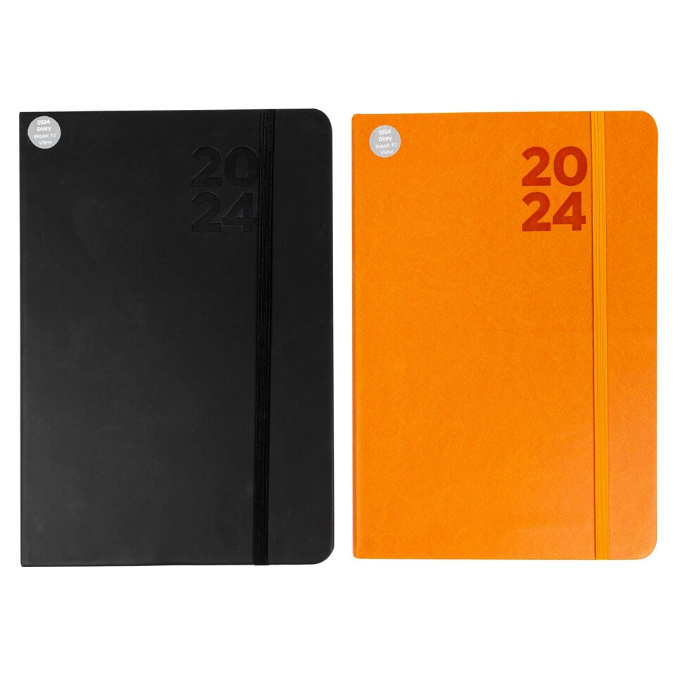 Black/Tan Assortment 2024 Soft Touch Diary WTV - Tesco Groceries