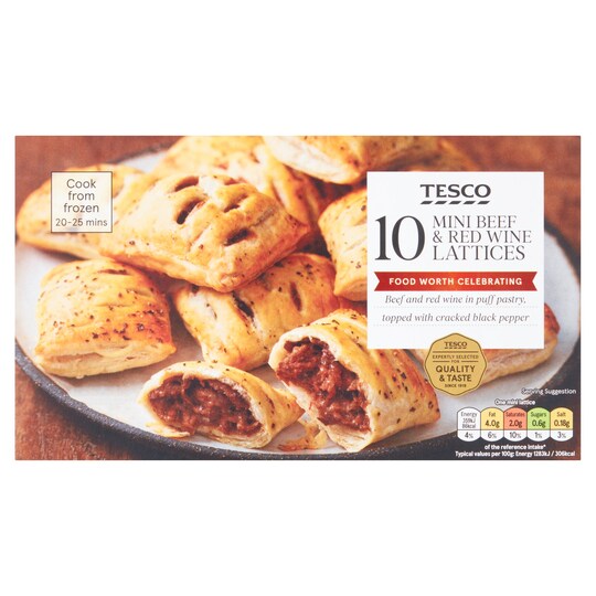 Tesco 10 Mini Beef & Red Wine Lattices 300G - Tesco Groceries