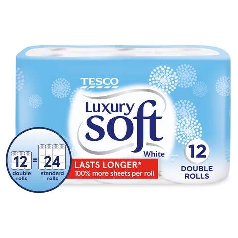 Tesco Luxury Soft Toilet Tissue 12 Double Rolls - Tesco Groceries