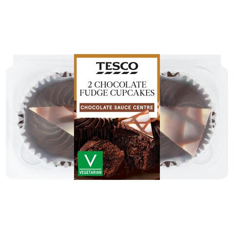 Tesco Chocolate Fudge Cupcakes 2 Pack - Tesco Groceries