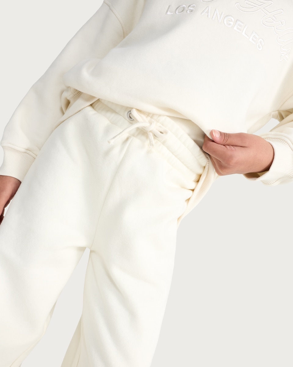 F&F Girls Cotton Rich Wide Leg Drawstring Co-ord Joggers in Cream ...