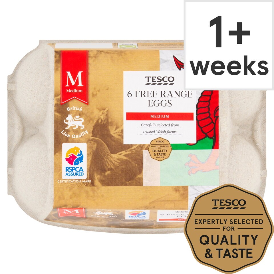 Tesco Free Range Eggs Medium 6 Pack - Tesco Groceries
