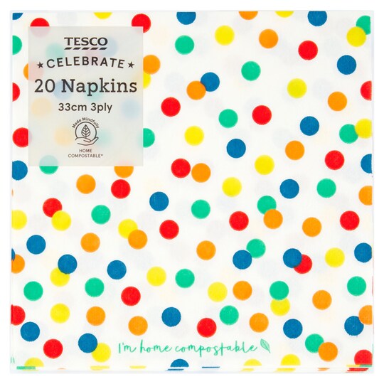 Tesco Rainbow Spot Napkin 20 Pack - Tesco Groceries