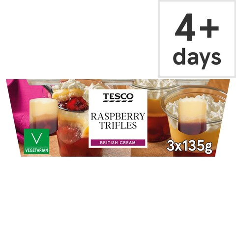 Tesco Raspberry Trifles (3 x 135g) 405g - Tesco Groceries