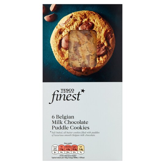 Tesco Finest Milk Chocolate Puddle Cookies 210G - Tesco Groceries